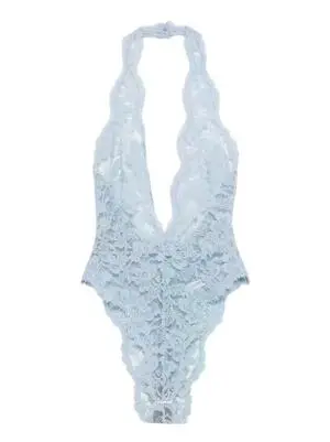 ROWEN ROSE Lace Halterneck Bodysuit - Blue