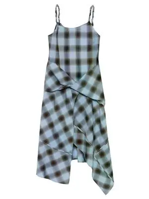 FENG CHEN WANG Check-pattern Midi Dress - Blue