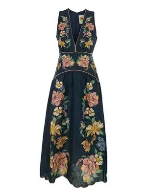Farm Rio Floral Print Dress - Blue