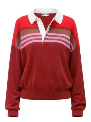 Staud Sail Striped Polo Shirt - Red