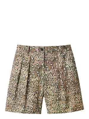 Lafayette 148 New York Animal-print Pleated Shorts - Neutrals