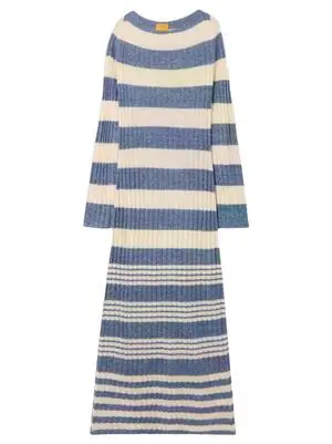 Guest In Residence Striped Ribbed Midi Dress - Blue