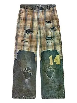 VALE FOREVER Plaid Check Armor Trousers