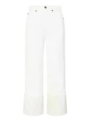 Tory Burch Contrast-cuff Straight-leg Jeans - White