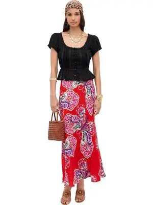 Rixo Kelly Butterfly Bloom Jacquard Regular - Red
