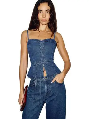 REFORMATION Clayten Denim Top - Blue