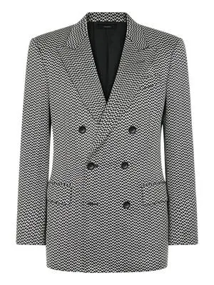 TOM FORD Silk Double-breasted Blazer - Black