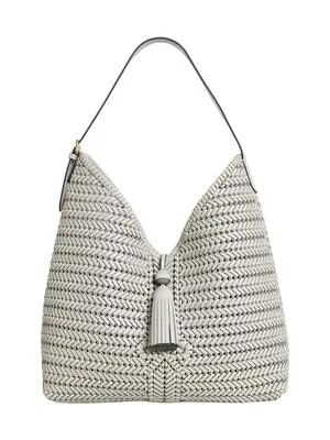 ANYA HINDMARCH Leather Tassel-detail Neeson Shoulder Bag - Blue