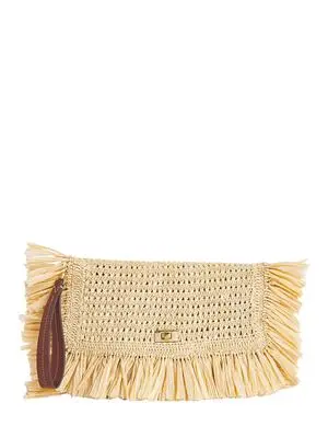 ANYA HINDMARCH Oversized Raffia Clutch Bag - Beige