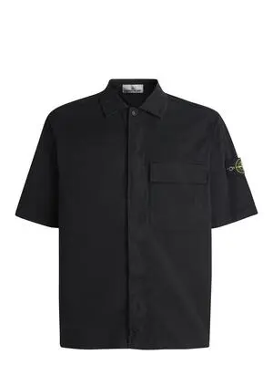 Stone Island Organic Cotton-blend Short-sleeve Shirt - Black
