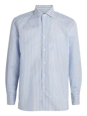 Corneliani Cotton-linen Stripe Shirt - Blue