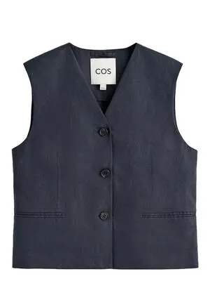 Cos Linen Vest - Blue