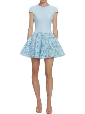 SELF-PORTRAIT Embroidered Laced Mini Dress - Blue