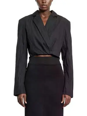 THOM KROM Cropped Jacket With Shoulder Pads - Black