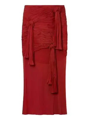 Tory Burch Knotted Ruched Skirt - Red