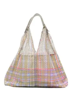 ÉPICE Plaid Net Tote Bag - Neutrals
