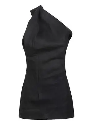Faithfull The Brand Draped One-shoulder Top - Black