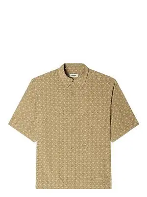 Sandro Link-print Relaxed-fit Woven Shirt - Camel