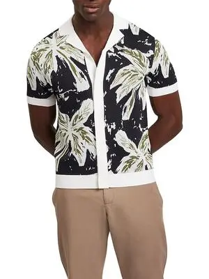 Ted Baker London Kyes Knitted Leaf Camp Shirt Navy