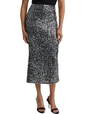 St. John Paillette Pencil Skirt - Black/silver