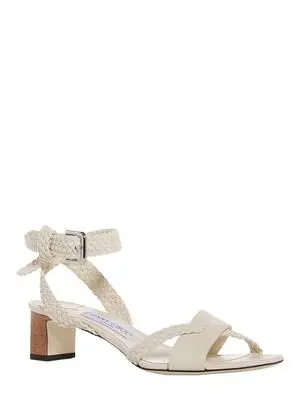 JIMMY CHOO Rori 45 Leather Sandals Latte