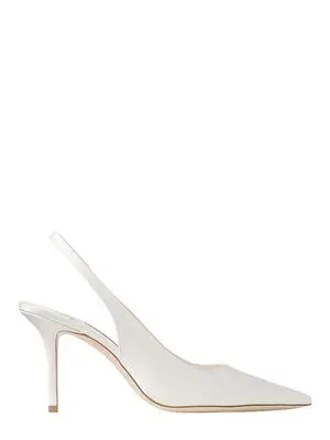 JIMMY CHOO Love SB 85 Satin Slingback Pumps Ivory