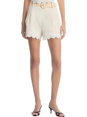 Aqua Lace Trim Shorts - Natural/white