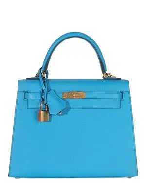 HERMES Sellier Kelly 25 Handbag - Blue
