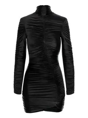 MURMUR Turtleneck Ruched Dress - Black