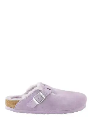 BIRKENSTOCK Boston Shearling-trim Buckled Mules - Purple