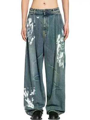 HED MAYNER Pleated-front Wide-leg Jeans - Blue
