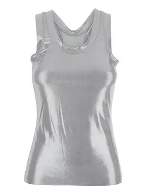 Norma Kamali Metallic Racer Back Top - Silver