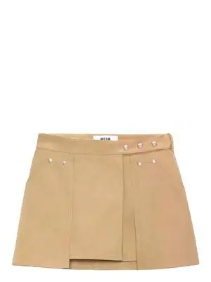 MSGM Button-detailed Wrap A-line Skirt - Neutrals