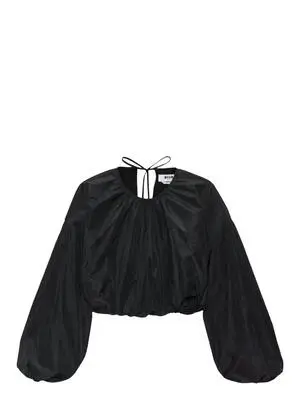 MSGM Gathered Balloon-sleeved Blouse - Black