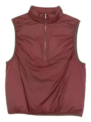 Auralee Ripstop Zip-neck Vest - Red