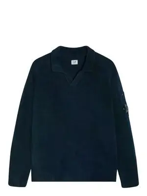 C.P. COMPANY V-neck Sweater With Pocket Detail - Blue