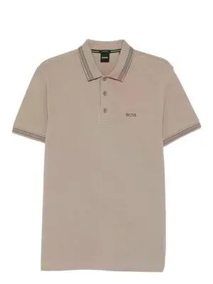 BOSS Short-sleeve Striped Polo Shirt Brown