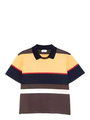 Versace Striped Point-collar T-shirt - Brown