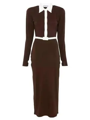 ROWEN ROSE Collared Midi Dress - Brown