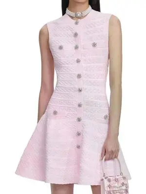 Self-Portrait Knit Peplum Mini Dress In White - 35% Off | Editorialist