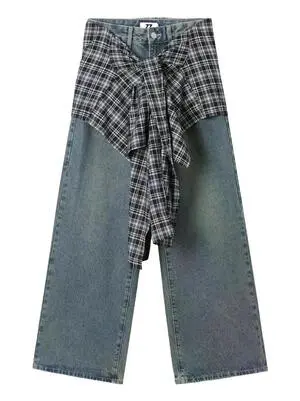 Izzue Wide-leg Layered Jeans - Blue