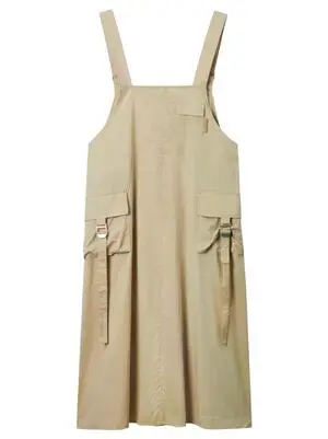 Izzue Flap-pocket Dungaree Dress - Neutrals