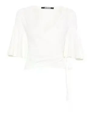 Jacquemus The Paysan Ruffled Top Neutrals