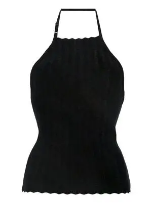 Jacquemus Le Tablier Scalloped Halter Top - Black