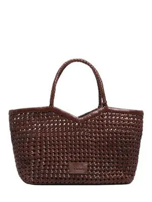 Bimba Y Lola Braided Leather Shopper Bag - Nut