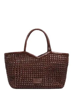 Bimba Y Lola Braided Leather Shopper Bag - Nut