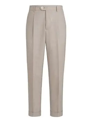 Brunello Cucinelli Virgin Wool Trousers - Brown