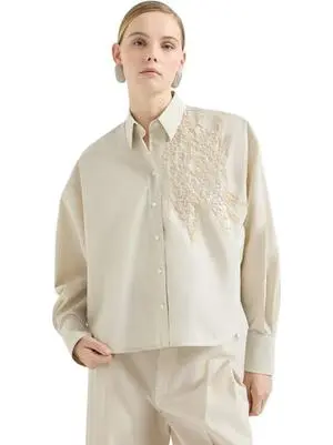 Brunello Cucinelli Shirt With Dazzling Seabed Embroidery - Panama