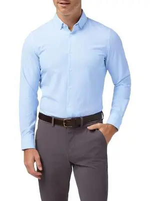Mizzen+main Leeward Trim Fit Light Blue Microdot Stretch Button-up Shirt Cloud Blue Micro Dot