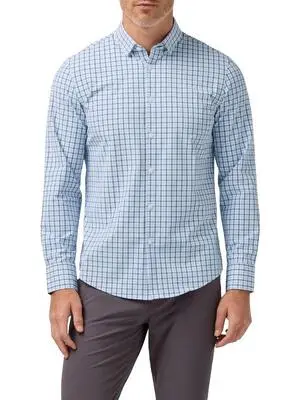 Mizzen+main Leeward No Tuck Trim Fit Performance Button-up Shirt - Cloud Blue Hudson Plaid
